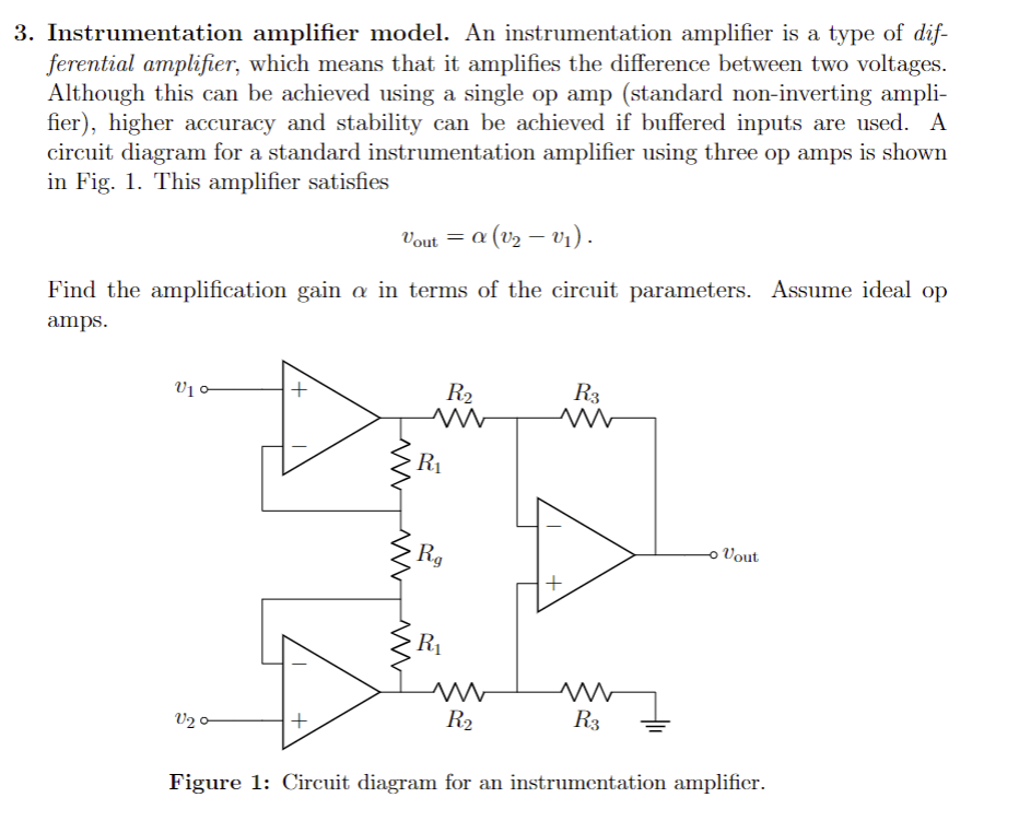 Solved 3. ﻿Instrumentation amplifier model. An | Chegg.com