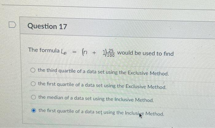 Solved The formula L0=(n+1)10025 would be used to find the | Chegg.com