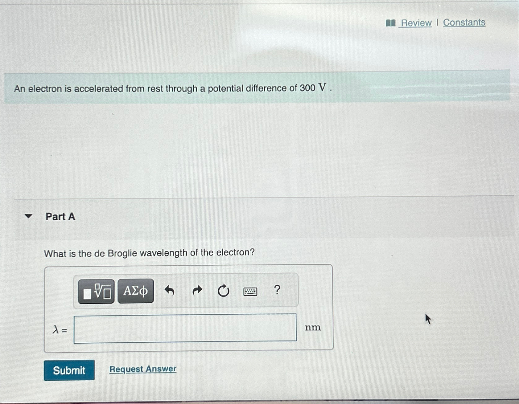 Solved ReviewConstantsAn electron is accelerated from rest | Chegg.com