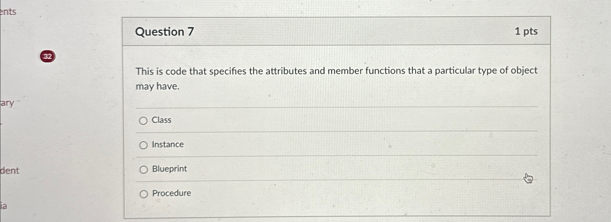 Solved Question 71 ﻿pts32This is code that specifies the | Chegg.com