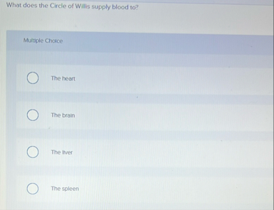 Solved What does the Circle of Willis supply blood | Chegg.com