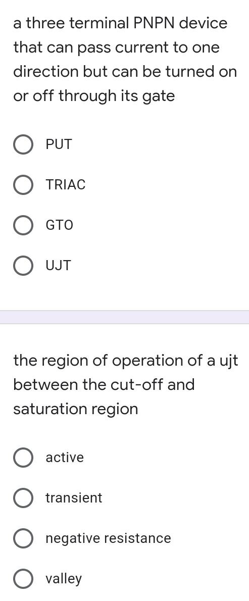 Solved a three terminal PNPN device that can pass current to | Chegg.com