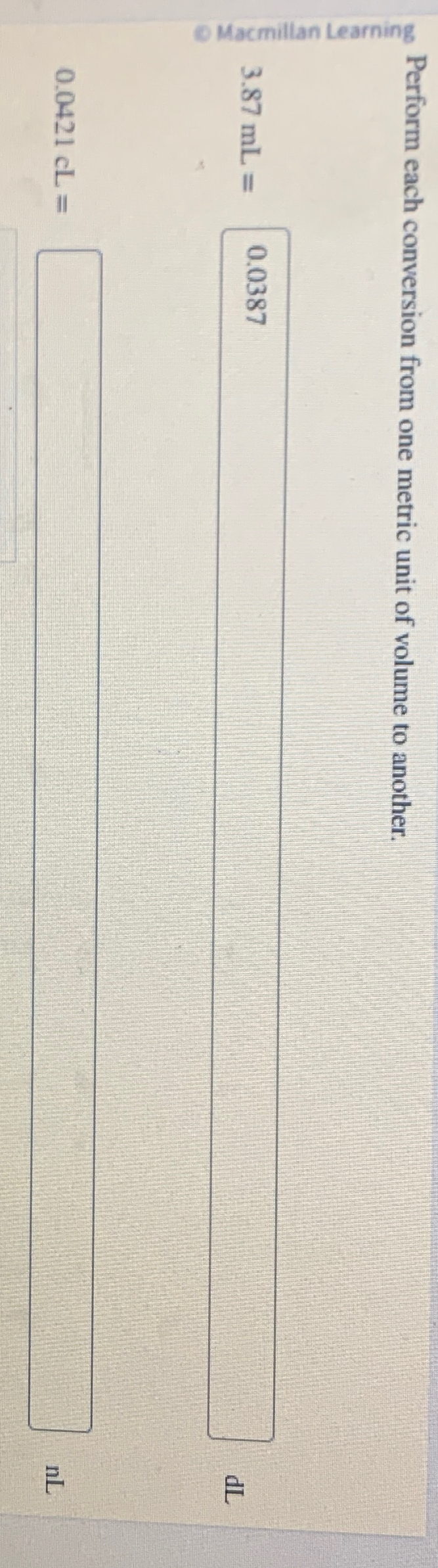 Solved Perform each conversion from one metric unit of | Chegg.com