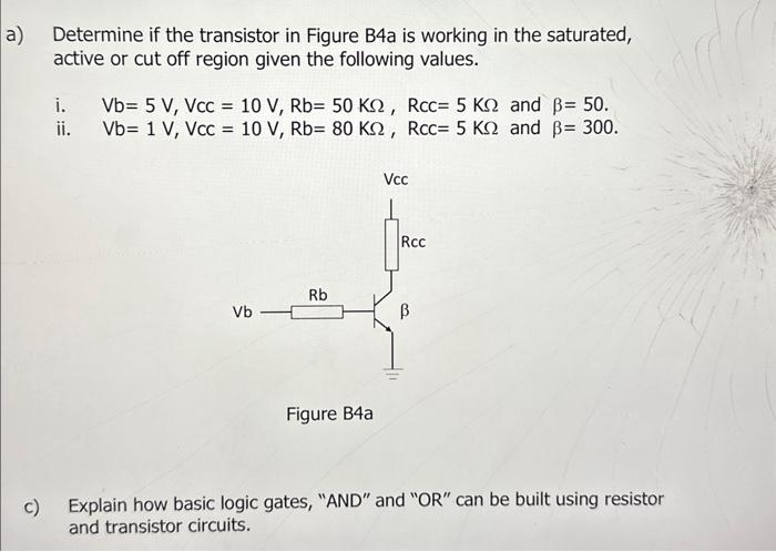 Solved Determine if the transistor in Figure B4a is working | Chegg.com
