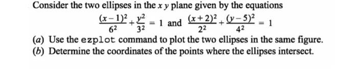 Solved Consider the two ellipses in the x y plane given by | Chegg.com
