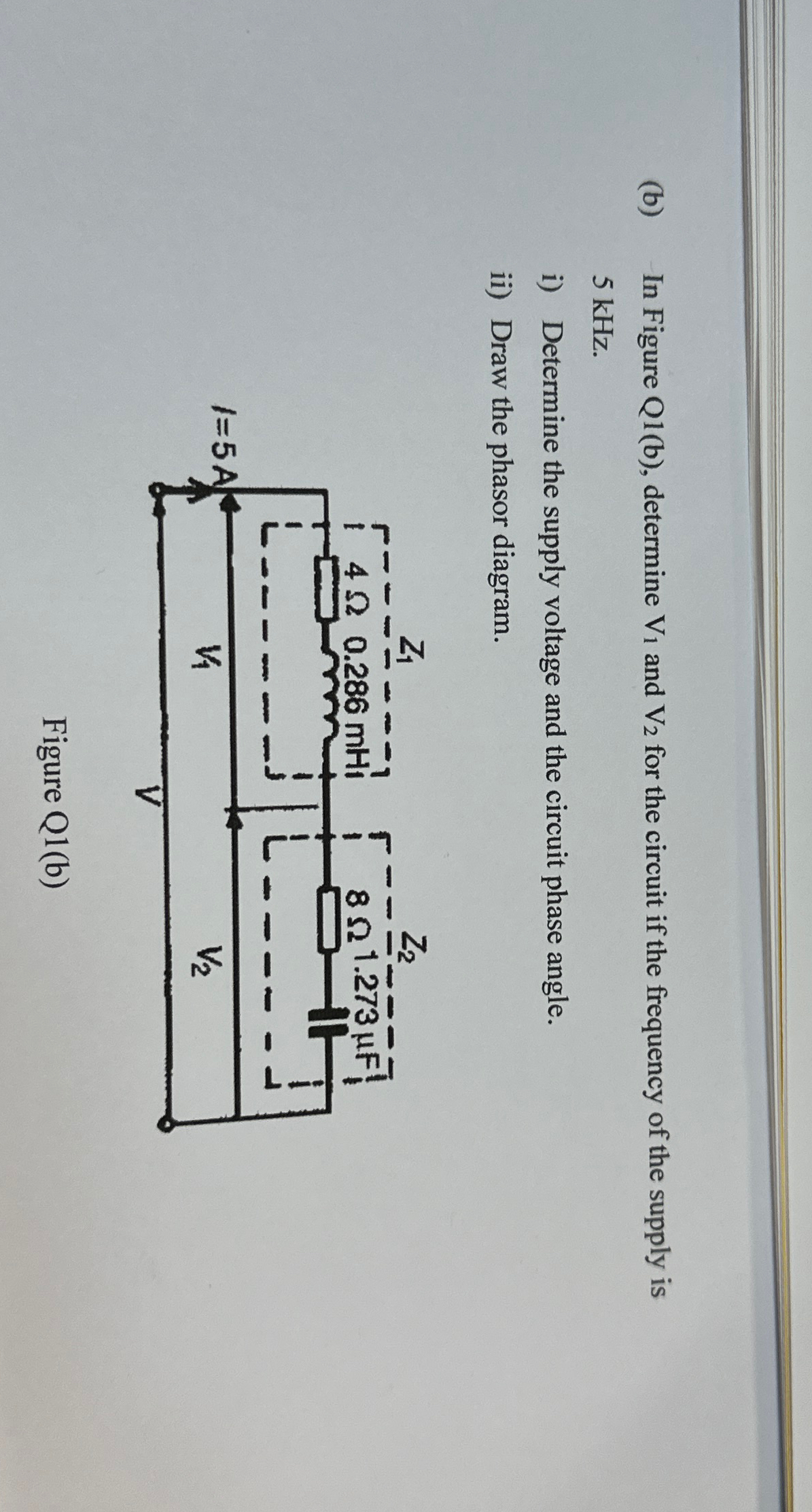 Solved (b) ﻿In Figure Q1(b), ﻿determine V1 ﻿and V2 ﻿for the | Chegg.com