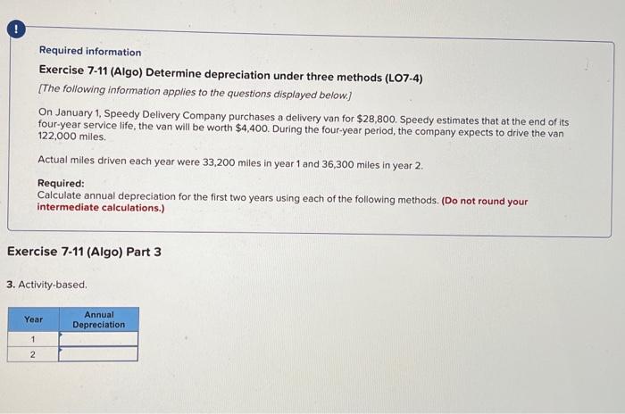 Solved Required information Exercise 7-11 (Algo) Determine | Chegg.com