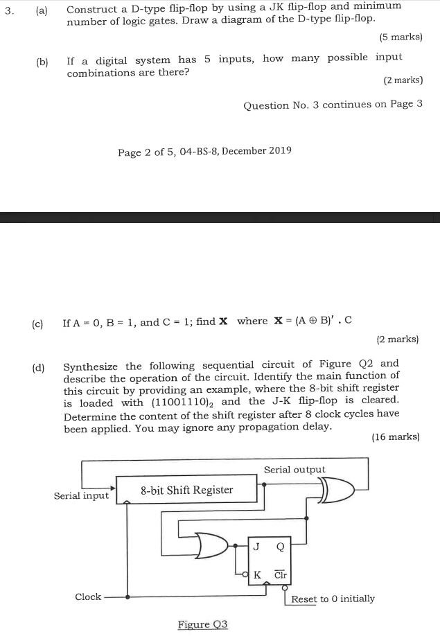 Solved (a) ﻿Construct a D-type flip-flop by using a JK | Chegg.com