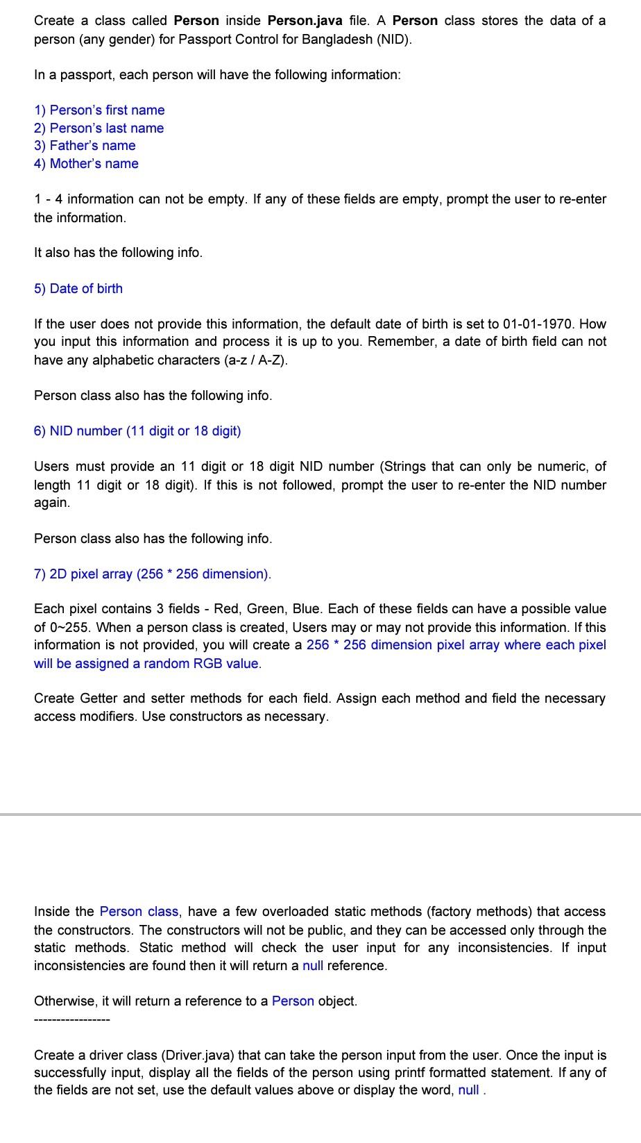 Solved Create a class called Person inside Person.java | Chegg.com