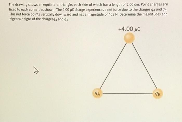 Solved The drawing shows an equilateral triangle, each side | Chegg.com