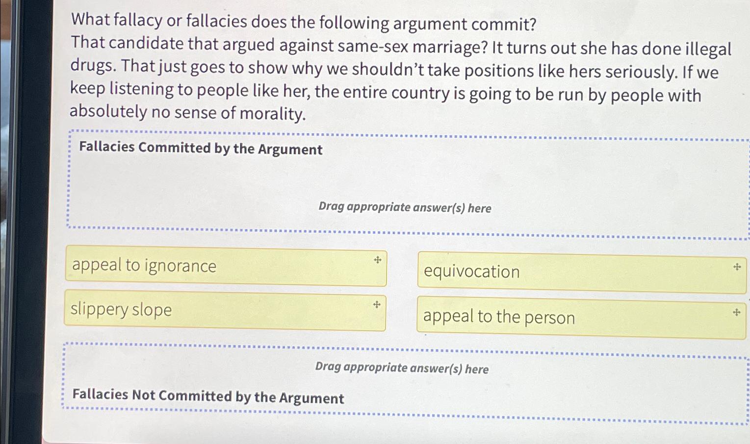 Solved What fallacy or fallacies does the following argument | Chegg.com