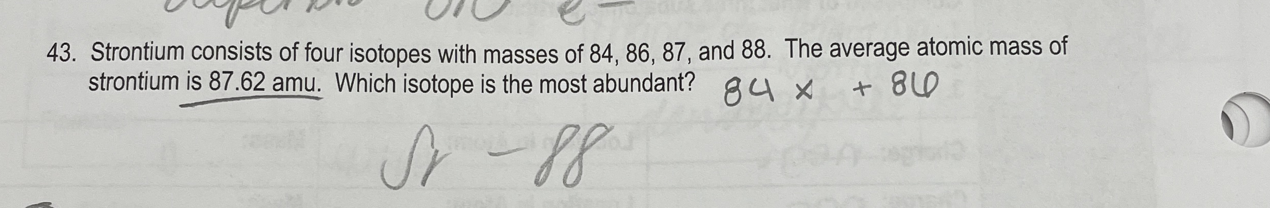 Solved Strontium consists of four isotopes with masses of | Chegg.com