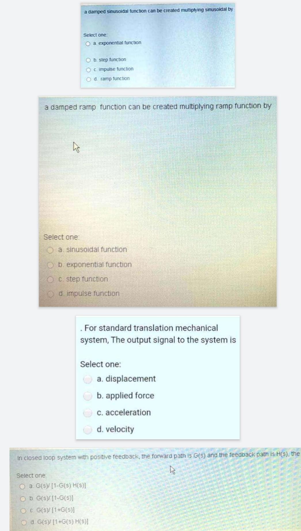 Solved a damped sinusoidal function can be created | Chegg.com