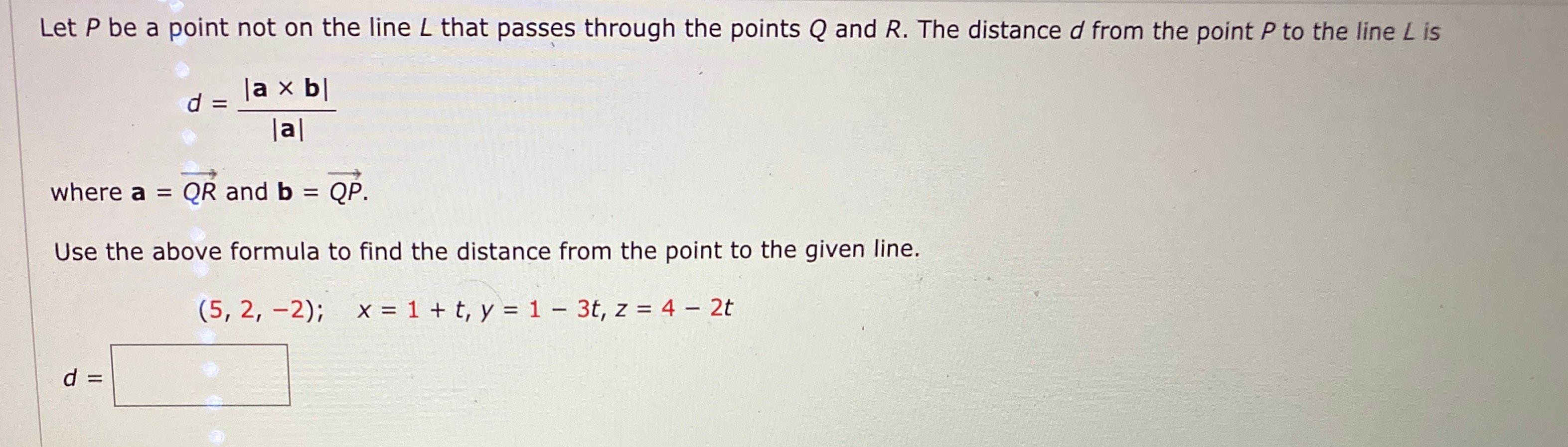 Solved Find the distance between the skew lines with | Chegg.com