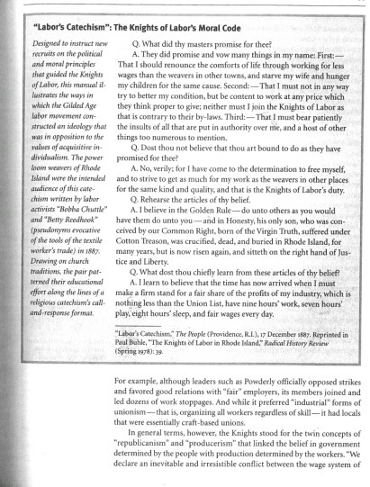 "Labor's Catechism": The Knights of Labor's Moral | Chegg.com