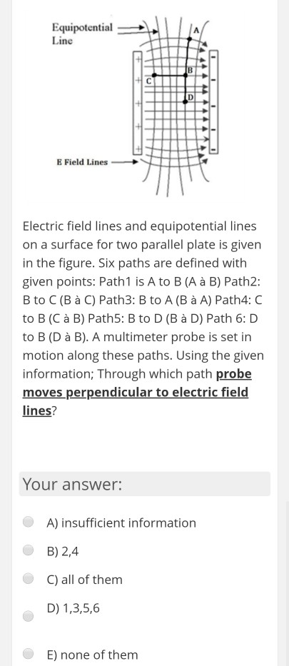 Solved Equipotential Line B - - E Field Lines Electric field | Chegg.com