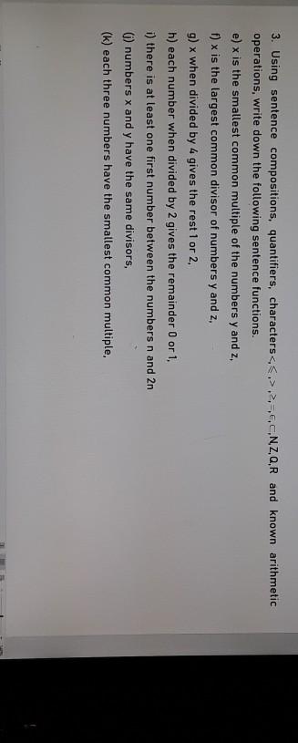 Solved 3. Using sentence compositions, quantifiers, | Chegg.com