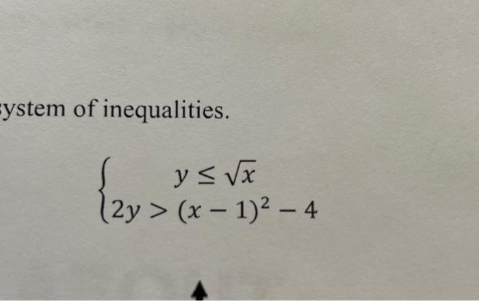 Solved ystem of inequalities. {y≤x2y>(x−1)2−410. Graph the | Chegg.com