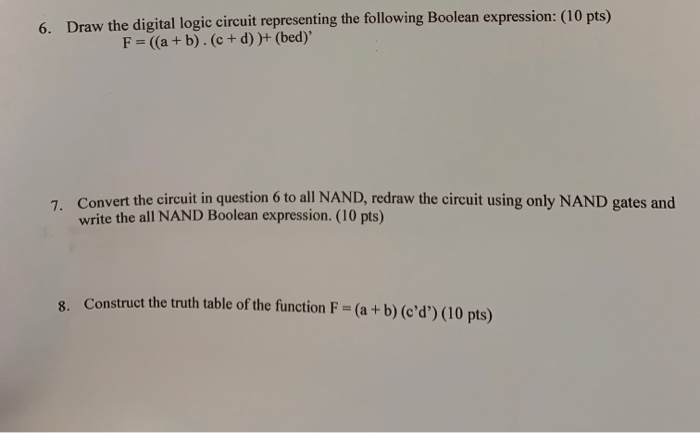 Solved 6. Draw the digital logic circuit representing the | Chegg.com