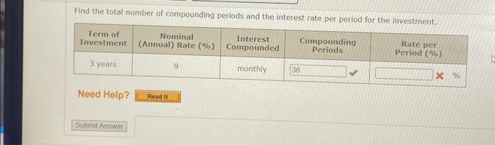 Solved Find the total number of compounding periods and the | Chegg.com