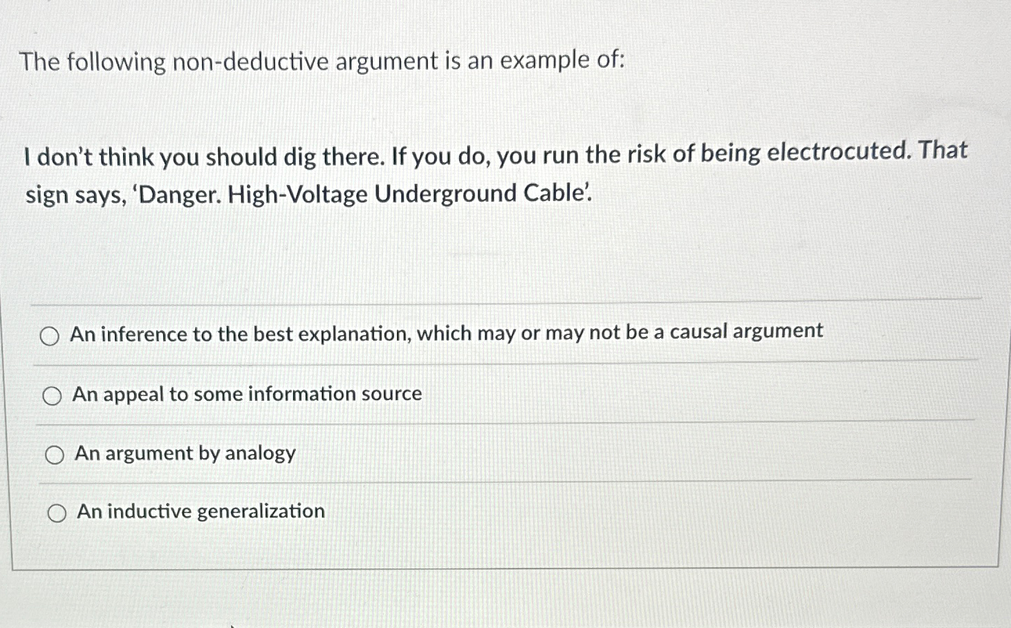 Solved The following non-deductive argument is an example | Chegg.com