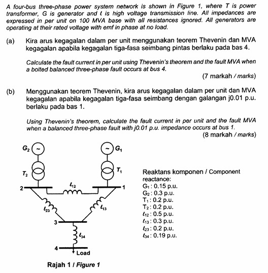Solved A four-bus three-phase power system network is shown | Chegg.com