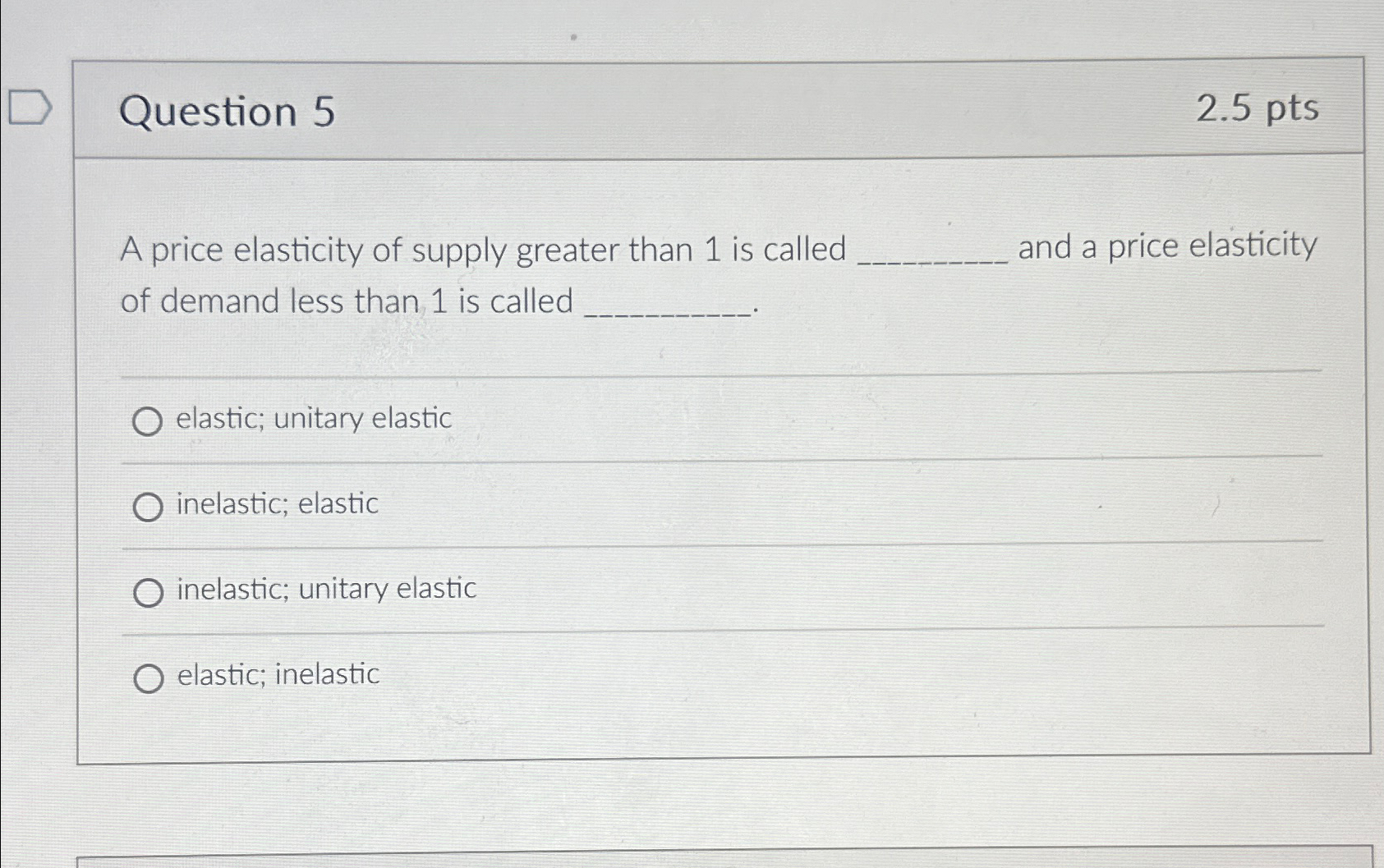 Solved Question 52.5ptsA price elasticity of supply greater | Chegg.com