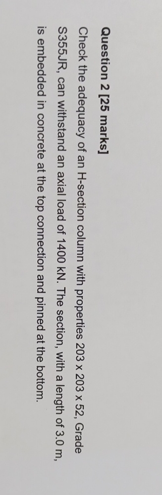 Solved Question marks]Check the adequacy of an H-section | Chegg.com