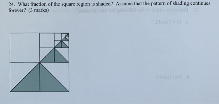 Solved 24. What fraction of the square region is shaded? | Chegg.com