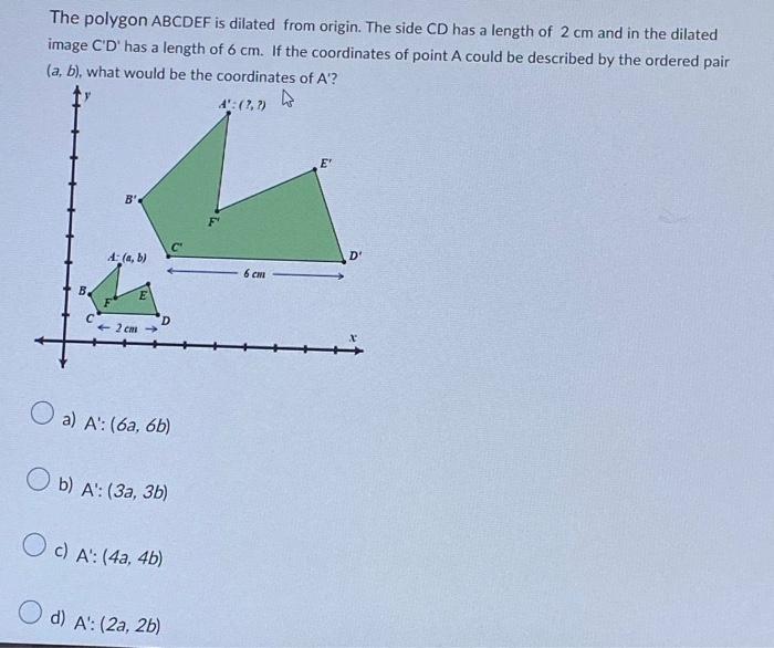 Solved The polygon ABCDEF is dilated from origin. The side | Chegg.com