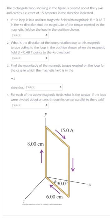 Solved The rectangular loop showing in the figure is pivoted | Chegg.com