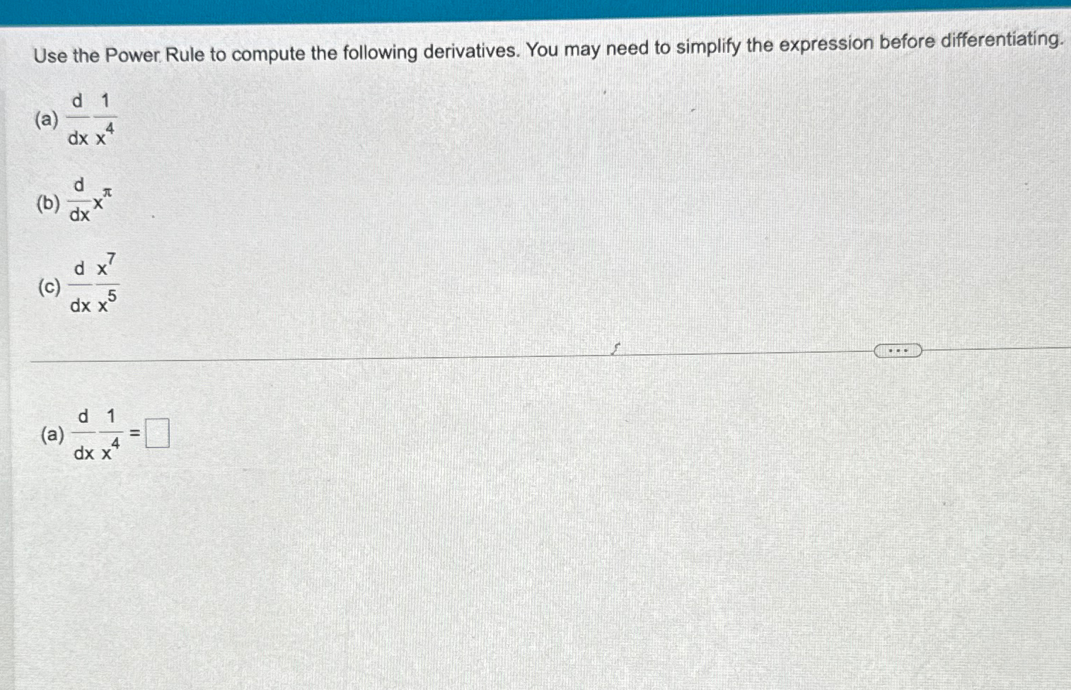 Solved Use the Power Rule to compute the following | Chegg.com