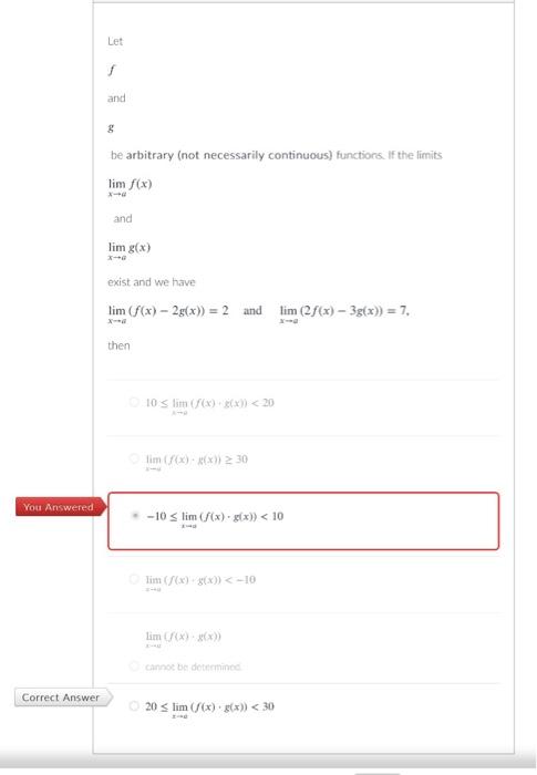 Solved Let f and g be arbitrary (not necessarily continuous) | Chegg.com