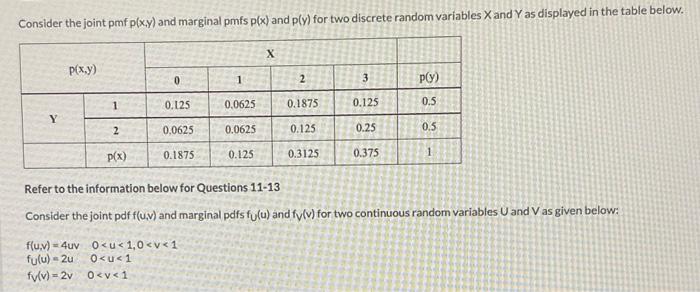 Solved Consider the joint pmf plxy) and marginal pmfs p(x) | Chegg.com