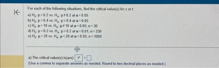 Solved For each of the following situations, find the | Chegg.com