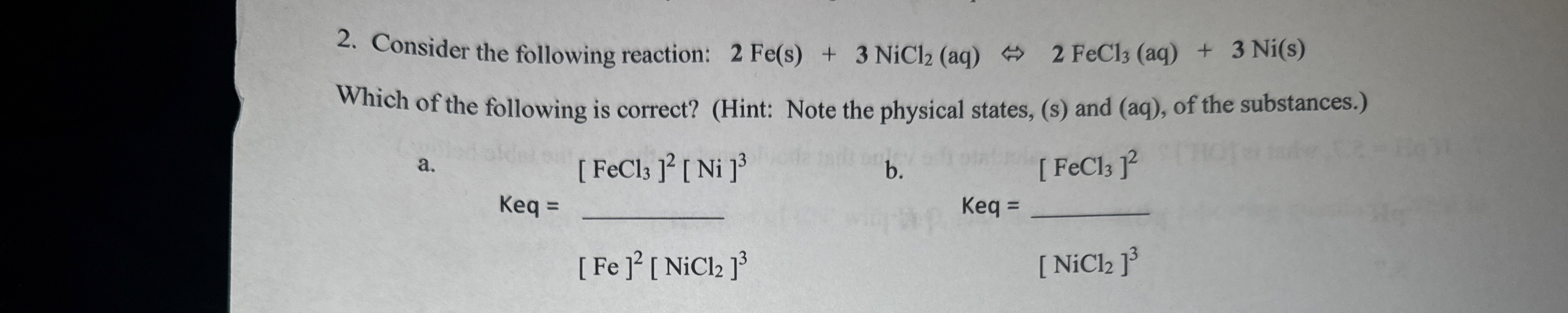 Solved Consider the following reaction: | Chegg.com