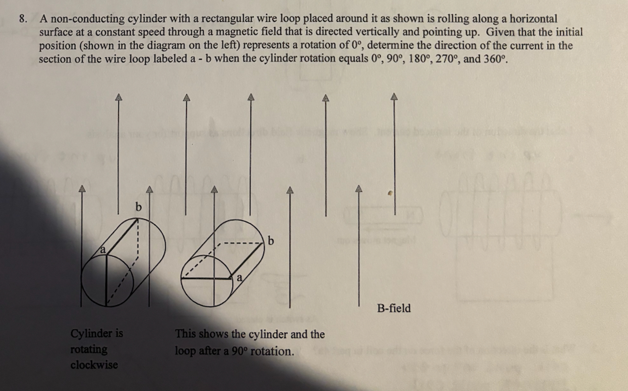 Solved A non-conducting cylinder with a rectangular wire | Chegg.com