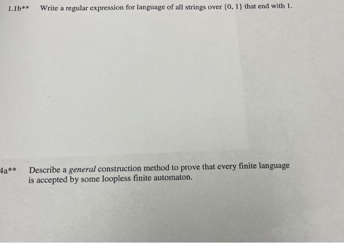 Solved 1.1b** Write a regular expression for language of all | Chegg.com