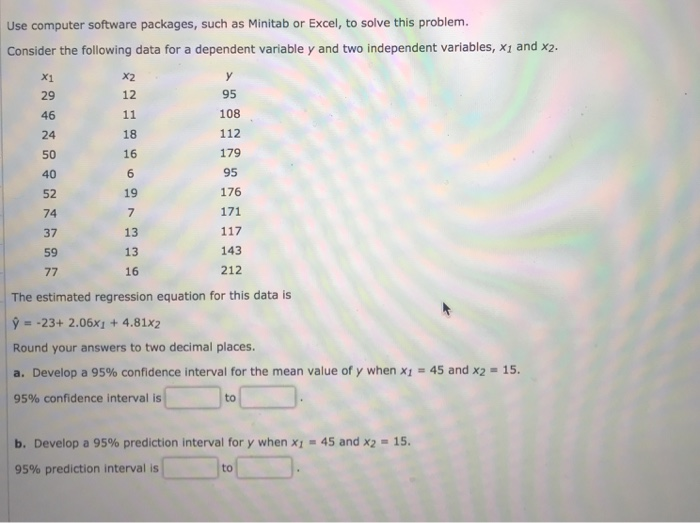 Solved Use computer software packages, such as Minitab or | Chegg.com