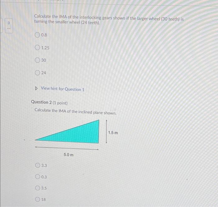 Solved Calculate the IMA of the interlocking gears shown if | Chegg.com
