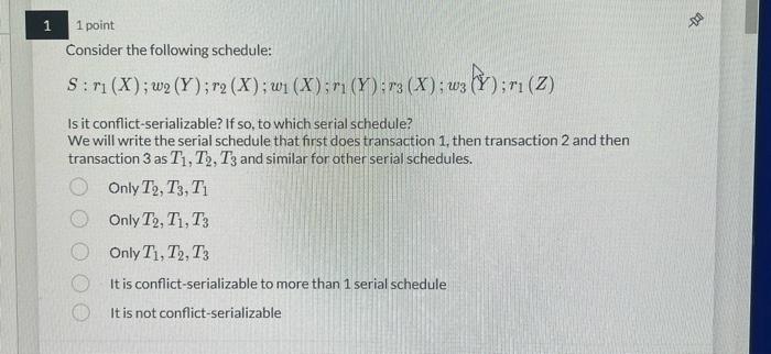Consider the following schedule: | Chegg.com