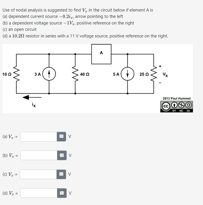 Solved Use of nodal analysis is suggested to find Vx ﻿in the | Chegg.com