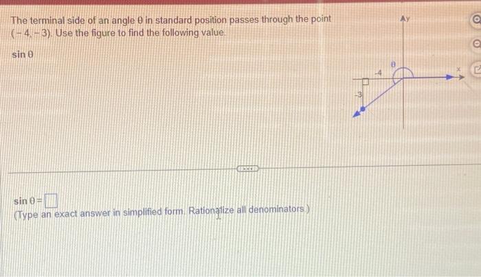 Solved The terminal side of an angle θ in standard position | Chegg.com
