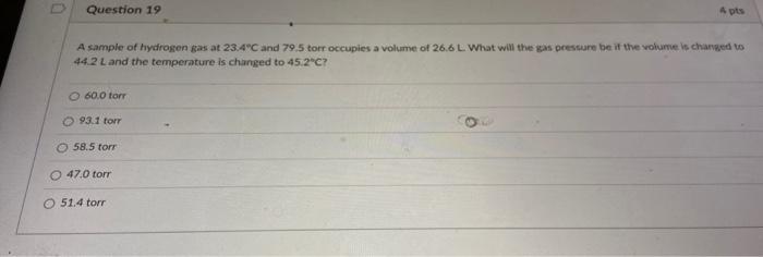 Solved A sample of hydrogen gas at 23.4∘C and 79.5 torr | Chegg.com