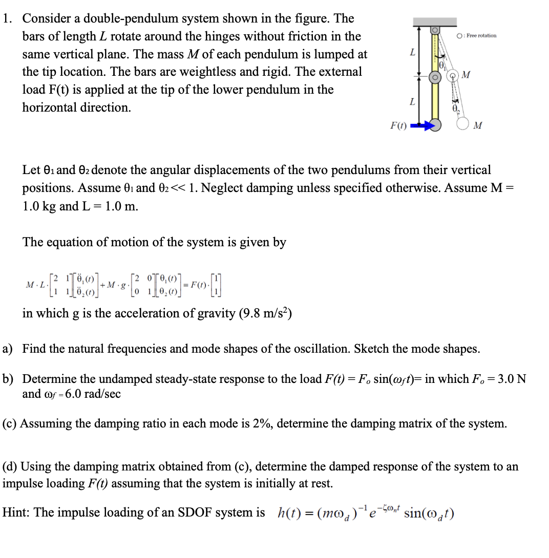 Solved Consider a double-pendulum system shown in the | Chegg.com