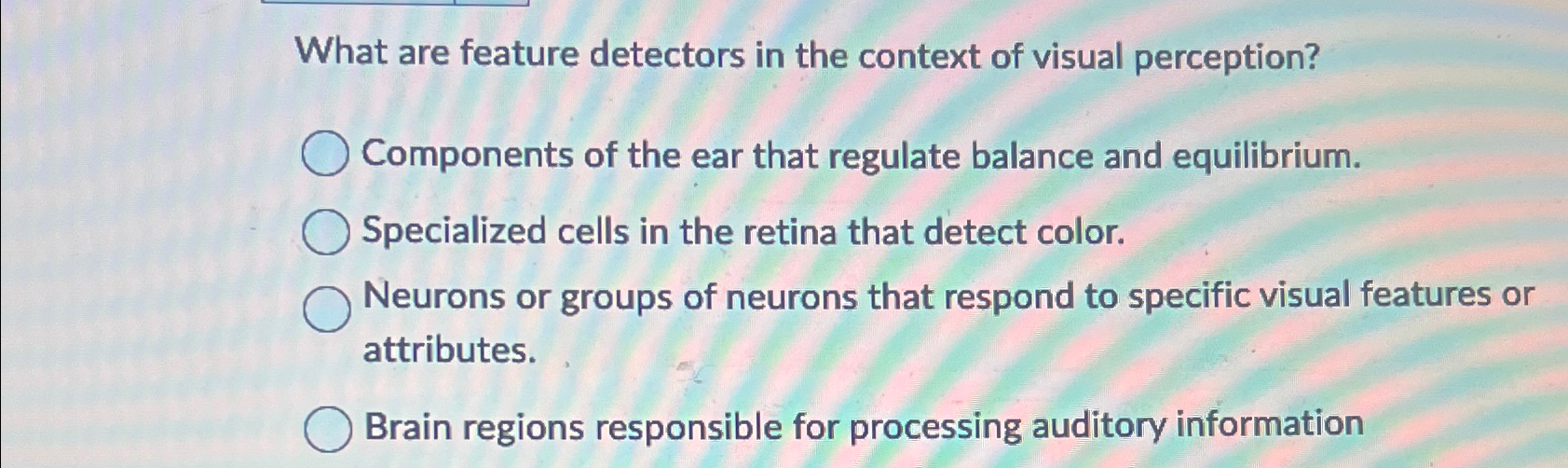 Solved What are feature detectors in the context of visual | Chegg.com