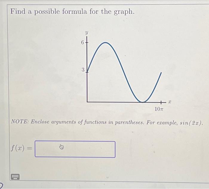 Solved Find a possible formula for the graph. |f(x) = Y | Chegg.com