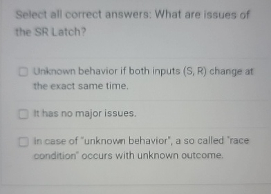 Solved Select all correct answers: What are issues of the | Chegg.com