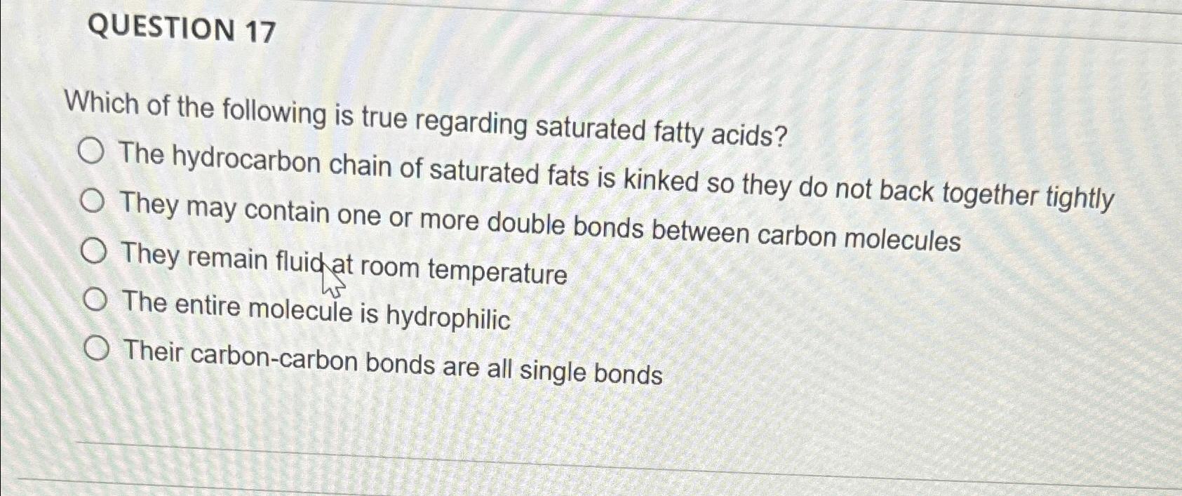 Solved QUESTION 17Which of the following is true regarding | Chegg.com