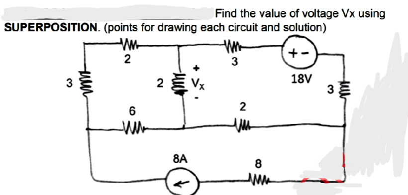 Solved Find the value of voltage Vx ﻿usingSUPERPOSITION. | Chegg.com